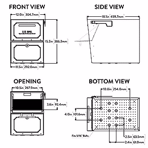 Architectural Mailboxes 6200Z-10 Oasis Classic Locking Post Mount Mailbox, 18"D x 11.5"W x 14"H ,Graphite Bronze