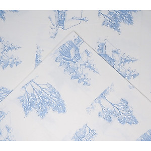 Pointehaven 180 GSM Cotton Flannel Duvet Set - King/Cal King, Scenic Toile