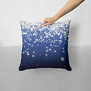 iiRov Glowing White Snowflakes - Custom Decorative Home Decor Indoor or Outdoor Throw Pillow Cover for Sofa, Bed or Couch Cushion (Pillow CASE Cover ONLY)