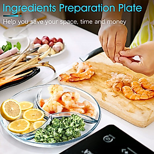 NUTRIUPS Portion Control Plate Glass Divided Plate Weight Loss Plate 3 Compartment Plate Bariatric Plate Portion Master Plate Glass Divided Dishes for Breakfast 10 Inch Round, 1 Piece