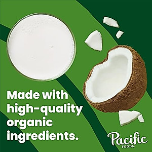Pacific Foods Organic Unsweetened Coconut Milk, Plant Based Milk, 32 oz Carton (12 Pack)