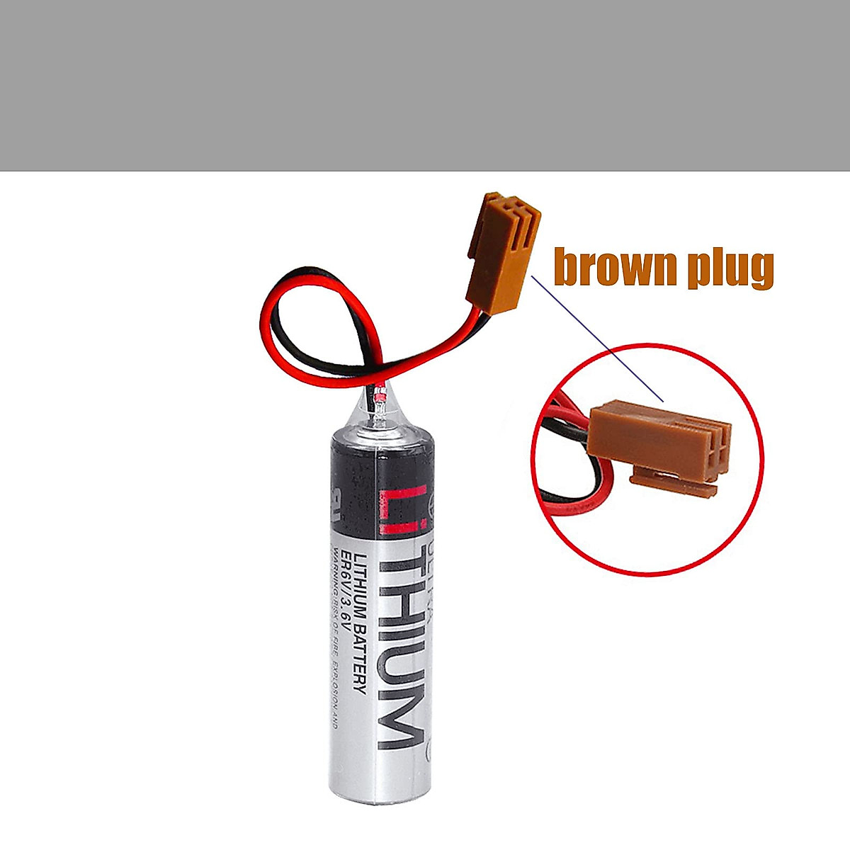 5-Pack ER6V/3.6V 2400mAh PLC Lithium Battery, ER6VC119A/ER6VC119B with Brown Plug for M64 System