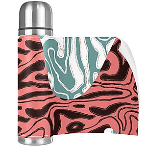 Stainless Steel Leather Vacuum Insulated Mug Abstract Texture Thermos Water Bottle for Hot and Cold Drinks Kids Adults 16 Oz