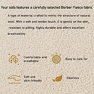 119.29“ Curved Sofa, Modern Minimalist Modular Sectional Sofa, Cloud Couch Boucle Sofa for Living Room, Bedroom, Office, No Assembly Required, Beige