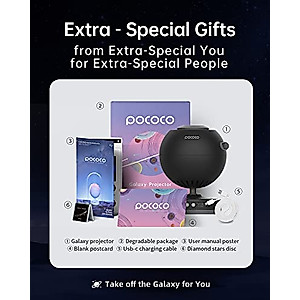 POCOCO Galaxy Projector, Gaming Desk Accessories for PC Setup, Real Planetarium Star Projector with Rechargeable Battery, Birthday Gift Ideas for Men Women Kids, Night Lights for Stress Relief (Black)
