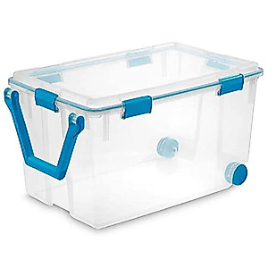 Sterilite 120 Quart Clear Plastic Wheeled Storage Container Box Bin with Air Tight Gasket Seal Latching Lid Long Term Organizing Solution, (6 Pack)