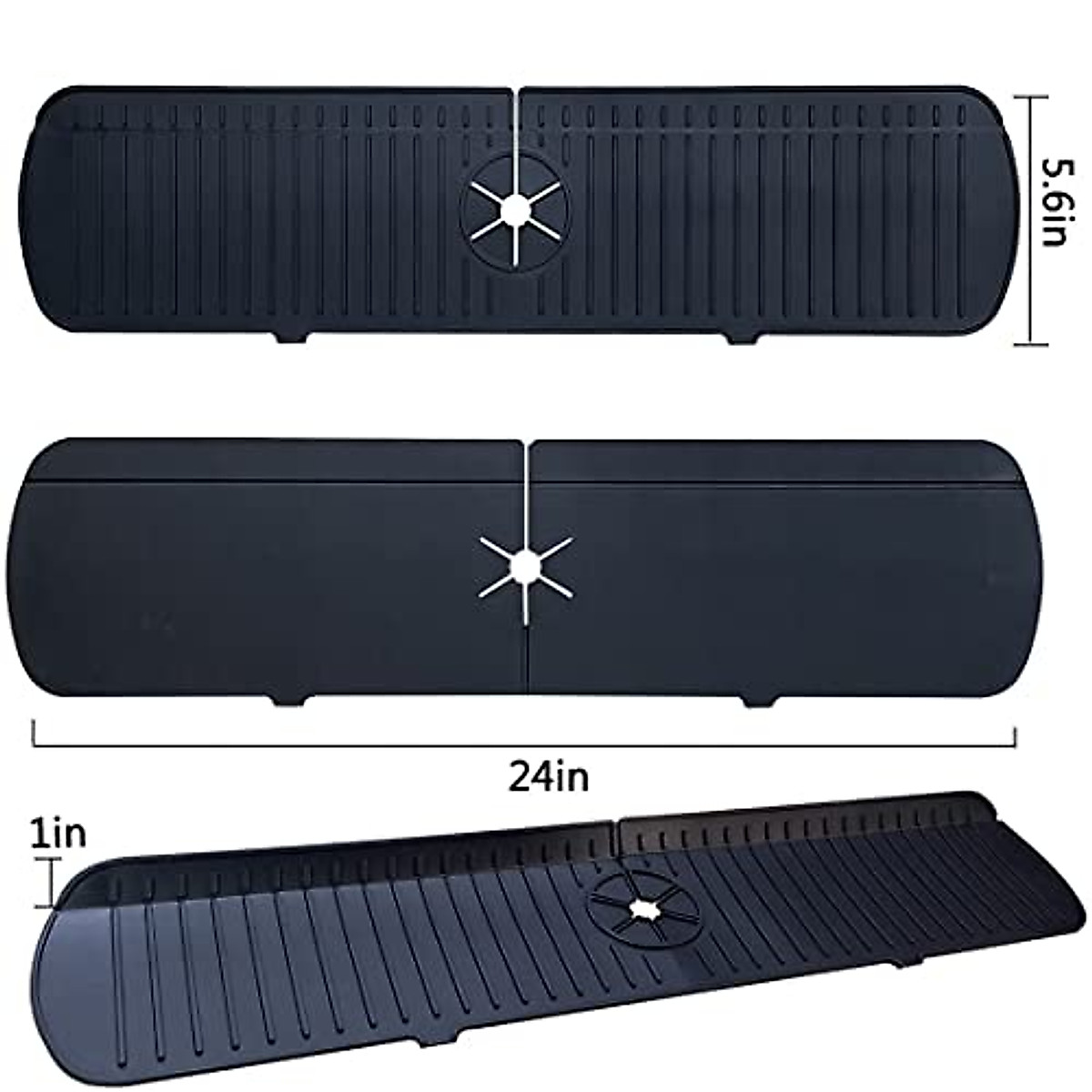 24 inch Faucet Sink Splash Guard Mat,Silicone Kitchen Faucet Mat,Faucet Drying Mat, Silicone Sink Faucet Mat Splash Guard, Silicone Faucet Water Catcher Mat for Kitchen Bathroom Farmhouse