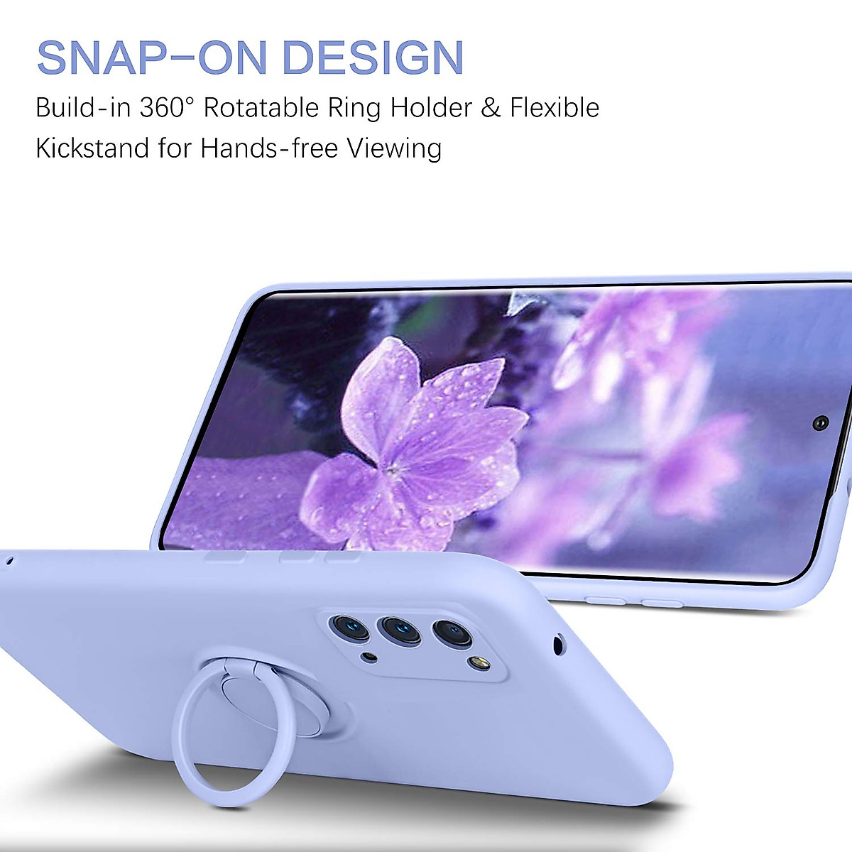 BENTOBEN Samsung Galaxy S20 Phone Case, Galaxy S20 Case 5G, Slim Silicone | 360° Ring Holder Kickstand | Support Car Mount | Soft Rubber Hybrid Hard Protection Shockproof Bumper Non-Slip Cover, Purple