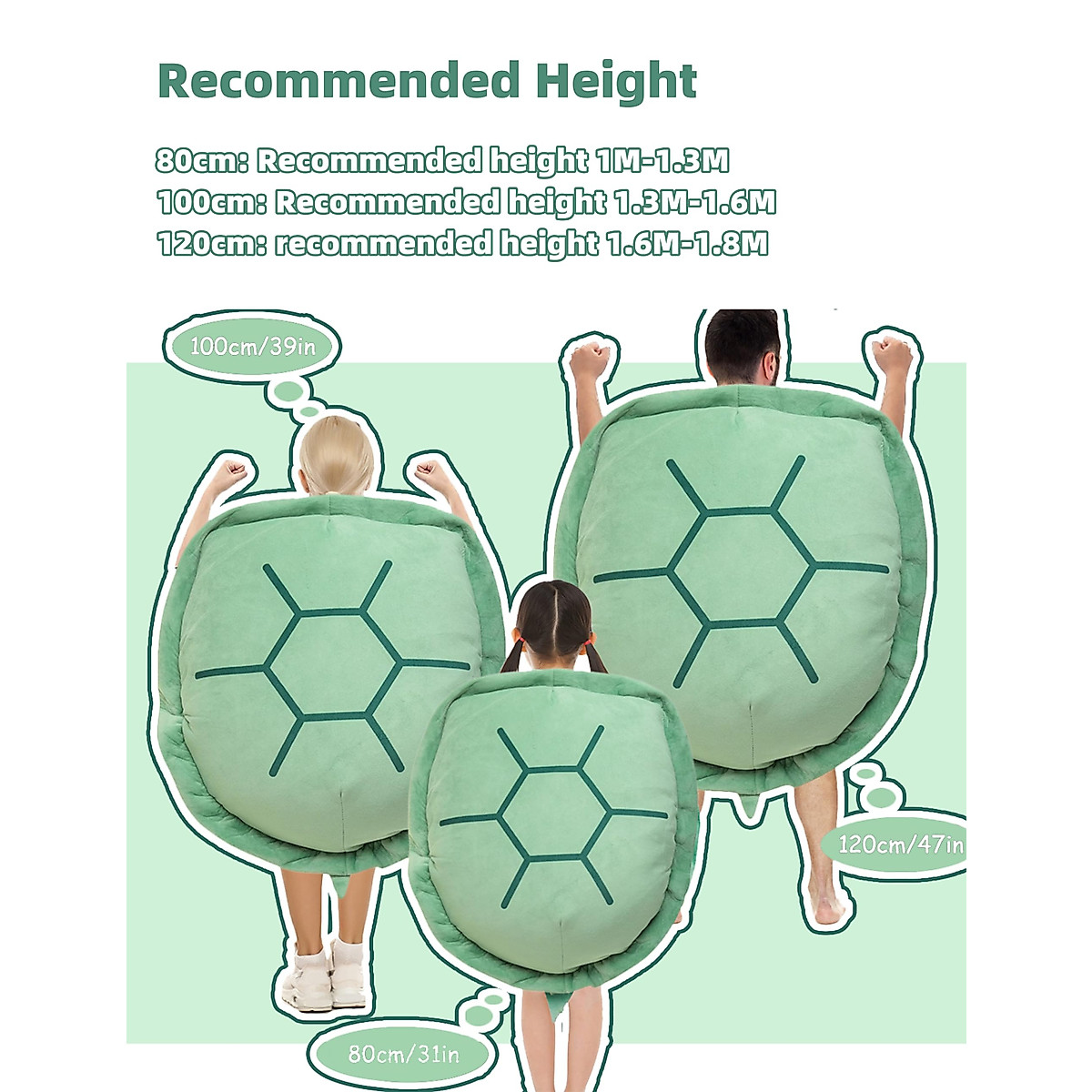 Rruonshully 40 Inch Wearable Turtle Shell Pillows Tortoise Shell Plush Turtle Stuffed Animal Dress Up Cushion Costume for Adlut