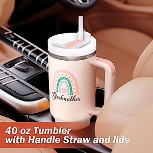 40 oz Tumbler with Handle Straw Godmother Proposal Gift from Godchild God Mother Proposal Gifts for Women Insulated Water Mug Pregnancy Announcement Baptism Birthday Mother’s Day Christmas Gifts