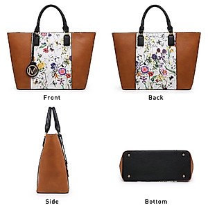 MARCO M KELLY Women Two Tone Handbags (White Flower/Brown)