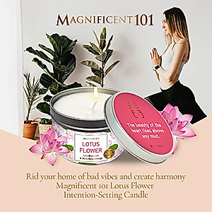 MAGNIFICENT 101 Lotus Flower Aromatherapy Candle for Life Blossom and New Beginnings, Banishes Negative Energy I Purification and Chakra Healing - Natural Soy Wax Tin Candle for Aromatherapy 6oz