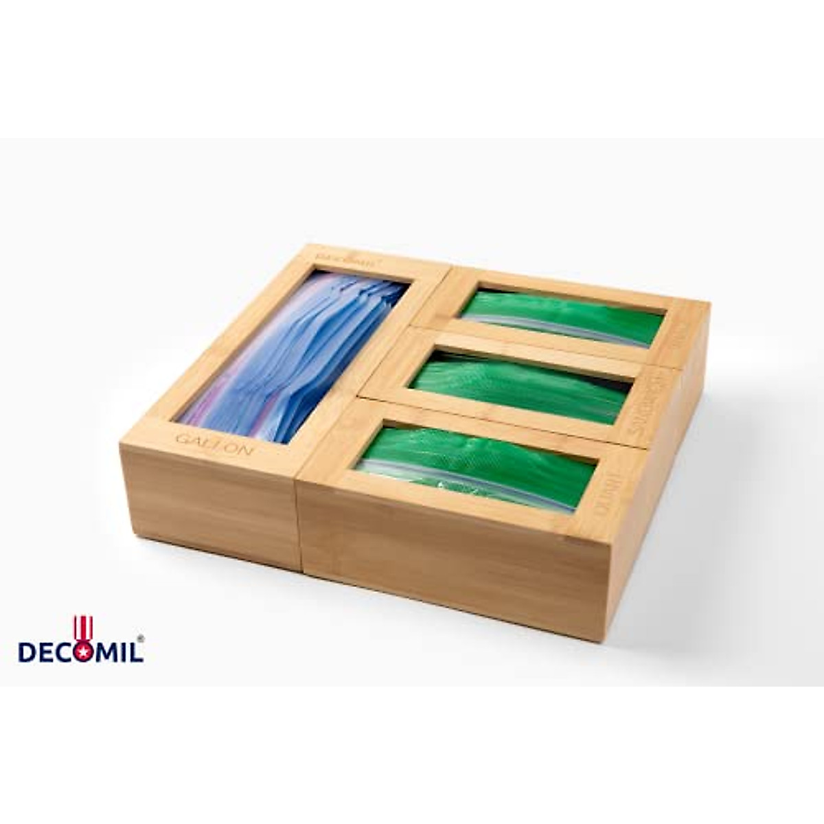 DECOMIL – Ziplock Bag Storage Organizer | Plastic Bag Organizer |Baggie Organizer Dispenser for Drawer | Food Storage Bag Organizer