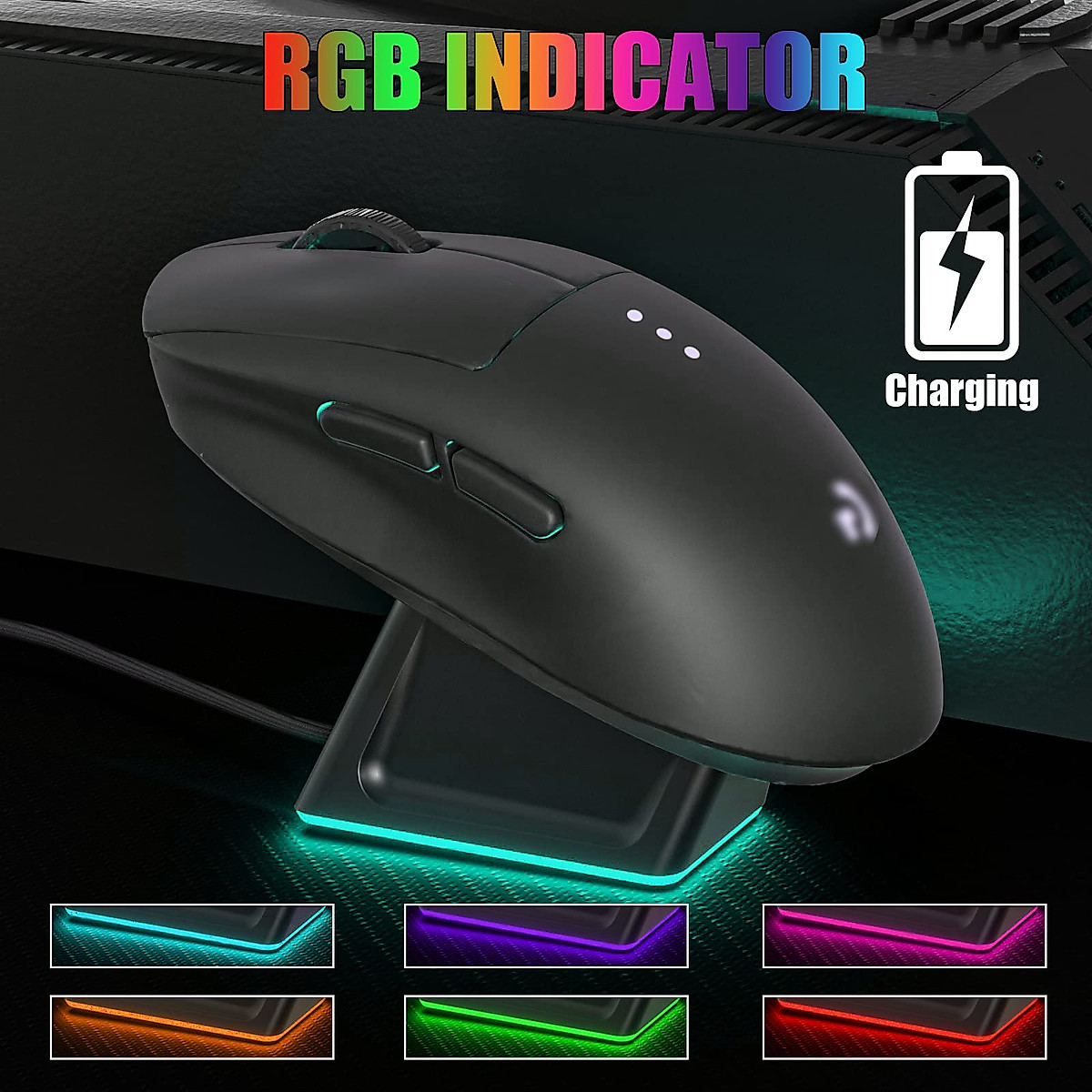 Upgraded Charging Dock with RGB Indicator Compatible with Logitech G502 X Lightspeed G Pro x Superlight Wireless Gaming Mouse,4.9Ft USB Charger Cable Stand fits for Logitech G502/G703/G903 X Game Mice