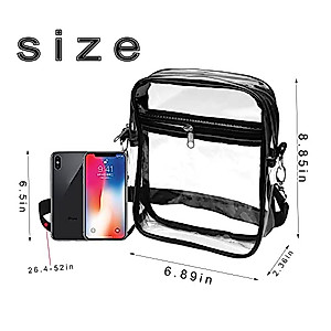 Grezea Clear Bag Stadium Approved, Crossbody Bags, Small Transparent Purse for Women See Through Handbag with Adjustable Strap for Concerts Sports Events, Fans, Game, Festivals…