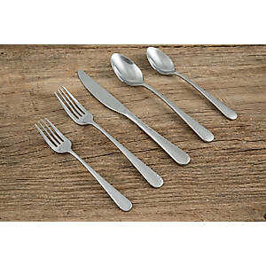 Cambridge Silversmiths Keene Hammered Mirror 20 Piece Flatware Set, Service for Four, silver
