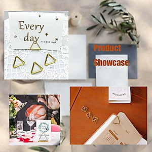 woshilaoDS 40 Pcs Gold Triangle Place Card Holders, Table Card Number Holder Stands, Mini Name Place Card Picture Holder Clips Stand Holder for Wedding Party Centerpiece Table Setting