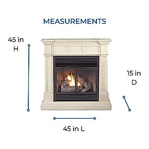 Duluth Forge Dual Fuel Ventless Gas Fireplace System with Mantle, Remote Control, 6 Fire Logs, Use with Natural Gas or Liquid Propane, 32000 BTU, Heats up to 1500 Sq. Ft., Antique White