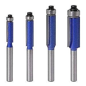 Wolfride 4PCS Flush Trim Router Bit Set 1/4 Inch Shank Top Bearing Flush Trim Router Bit