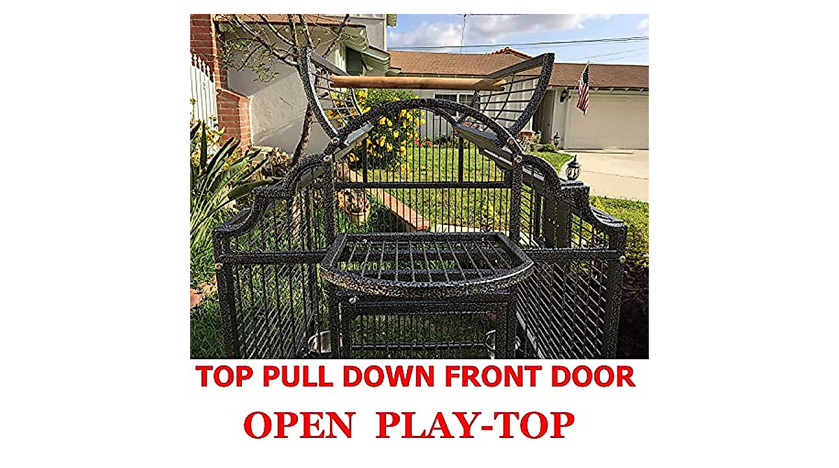 Stylish Wrought Iron Parrot Cage with Play Top