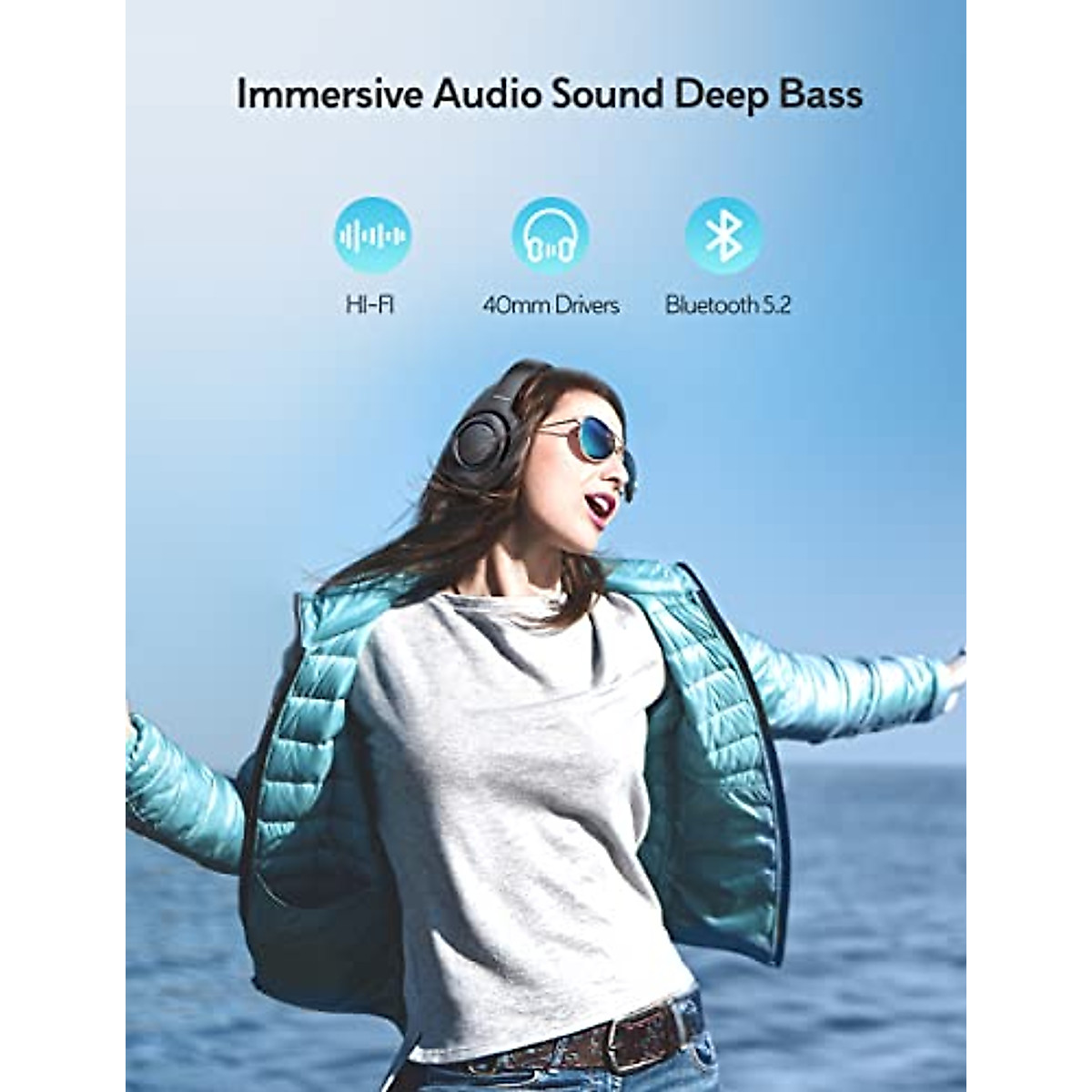 INFURTURE H1 PRO Hybrid Active Noise Cancelling Headphones，Over Ear Bluetooth 5.3 Headphones with Multiple Modes，3 EQ Modes Low Latency, 60H Playtime for Adults, Kids, TV, Travel, Home Office