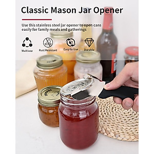 CYDW Mason Jar Opener Tool with Soft Touch Handle, No Lid Dents or Damage, Can Opener Manual Multi-Purpose, Easy Twist Manual Handheld Top Remover, Canning Supplies, Bottle Opener, Made for Lifetime