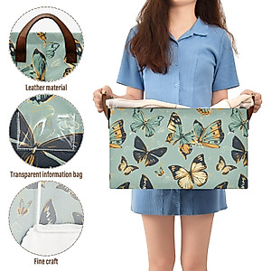 KUEJOP Mint Green Butterflies Rectangle Storage Bin, Decorative Collapsible Organizer Storage Basket with Handles for Home