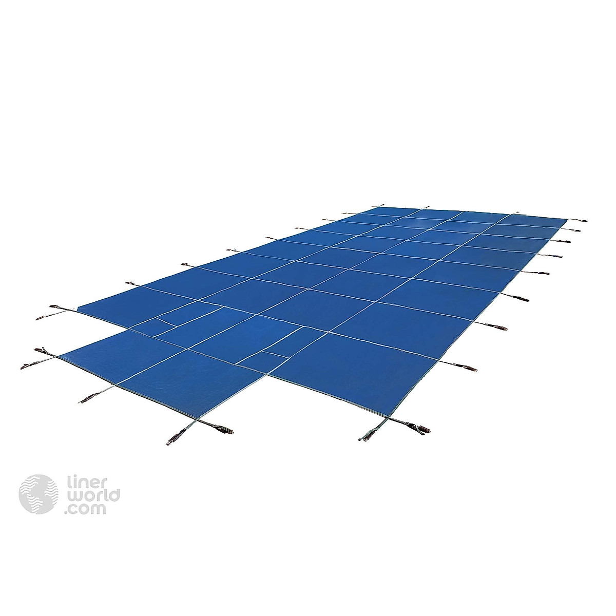 LinerWorld In Ground Safety Cover for 16'x32' Pool Rectangle Winter Pool Cover w/Optional Center End Step – Blue