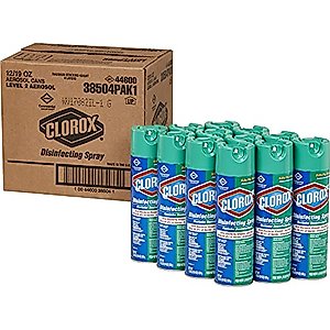 Clorox Disinfecting Spray, Fresh Scent, Industrial Cleaning and Disinfectant Spray, 19-Ounce Bottles, (Pack of 12) - 38504