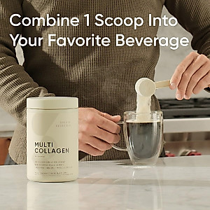 Sports Research Multi Collagen Protein Powder (Type I, II, III, V, X) with Hyaluronic Acid + Vitamin C | 5 Types of Food Based Collagen, 30 Servings (Unflavored)