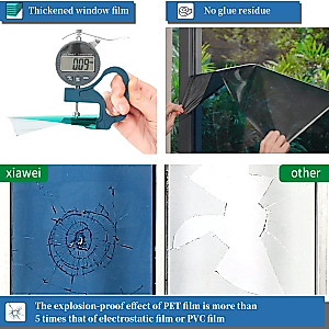 Heat control window film, window tint sun blocking blackout and UV protection, one-way privacy mirror reflective film,explosion-proof Premium PET material Cosmic Black, 17.5 Inch x 6.5 Feet