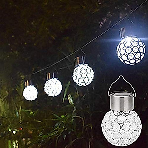 Emoshayoga Waterproof LED Solar Hanging Light Lawn Courtyard Lights Lamp Decor with Silicon Solar Panel for Garden Home Decoration