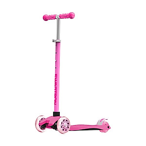 Swagtron K5 3-Wheel Kids Scooter with Light-Up Wheels | Quick Assembly | ASTM-Certified | Height-Adjustable for Boys or Girls Ages 3+ (Pink)