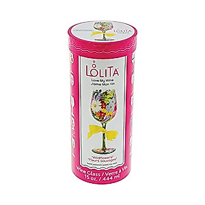 (LOLITA WG Wildflowers) - Santa Barbara Design Studio GLS11-5526S Lolita Love My Wine Hand Painted Glass, Wildflowers