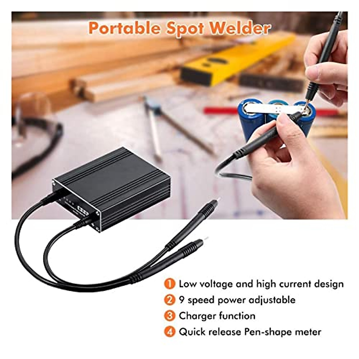 Plastic welder Handheld Spot Welder Portable Mini Spot Welder Aluminum Alloy Shell Portable Precision Spot Welder Universal 18650 Battery CNC machine (Color : Black)