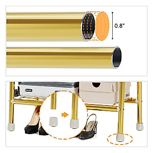 Gold Garment Rack, Metal Clothes Racks, Sturdy Clothing Racks, Premium Wardrobe Rack, Closet Organizers and Storage with Double Layer Shelf for Storing Clothes, Shoes, Bags, 24.4 * 13.8 * 62Inches