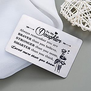 Tawdull Daughter Gifts from Dad Mom Engraved Metal Wallet Inserts Card Inspirational Graduation Gift Daughters Birthday Present Always Remember You Are Braver than You Believe Note Cards