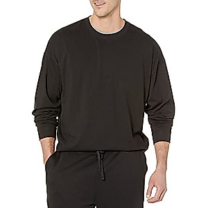 Amazon Essentials Men's 100% Organic Cotton Oversized-Fit Long-Sleeve T-Shirt, Black, X-Large