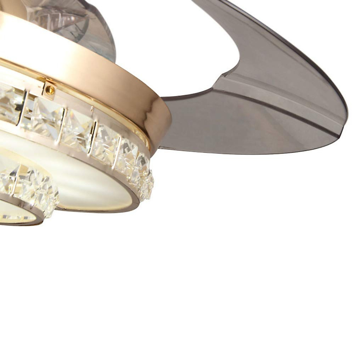 Lighting Groups 42 Inch Invisible Ceiling Fan with 3-Color Changing Light Remote Control Retractable Blades Fandelier for Living Room Dining Room Reversible Ceiling Fan with Indoor Lights (Gold D)