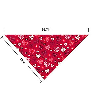Pohshido 2 Pack Valentine's Dog Bandana, Holiday Cat Bandana Scarfs for Small Medium Large Dogs Cats Pet Puppies (Candy Hearts-Small)