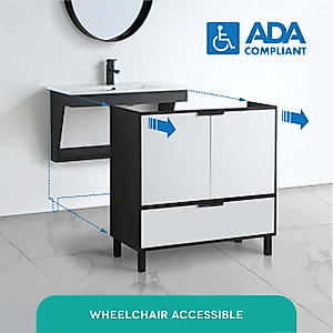 Fine Fixtures Hamilton Bathroom Vanity and Sink, 24 Inch Walnut - ADA Compliant