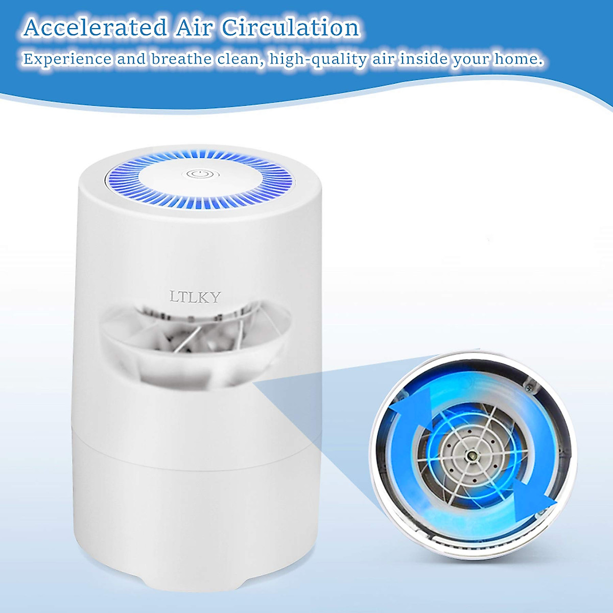 Air Purifier for Bedroom,Small Air Cleaner for Desktop,Compact Design,White,900S