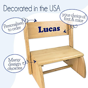 My Bambino Personalized Train Wood Step Stool Bench Seat