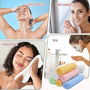 Newwiee 40 Pcs Wash Cloth Bulk Cotton Bath Hand Face Washcloths Soft Quick Drying Towel for Women Bathroom Washing Body Viscose Fiber Multipurpose Fingertip Rags(Vivid Color,12 x 12 Inch)