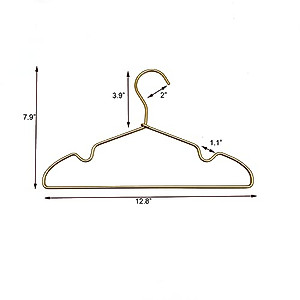 Koobay 12.6" Gold Metal Kids Baby Hangers 30Pack, Non Slip Suit Coated Wire Children Clothes Hangers Closet Storage, Space Saving for Toddler Coats Infant Hangers