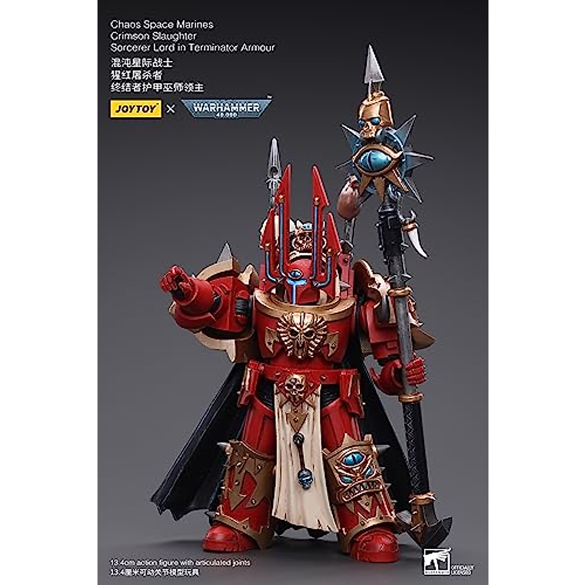 JoyToy Warhammer 40K: Chaos Space Marines Crimson Slaughter Sorcerer Lord in Terminator Armour 1:18 Scale Figure