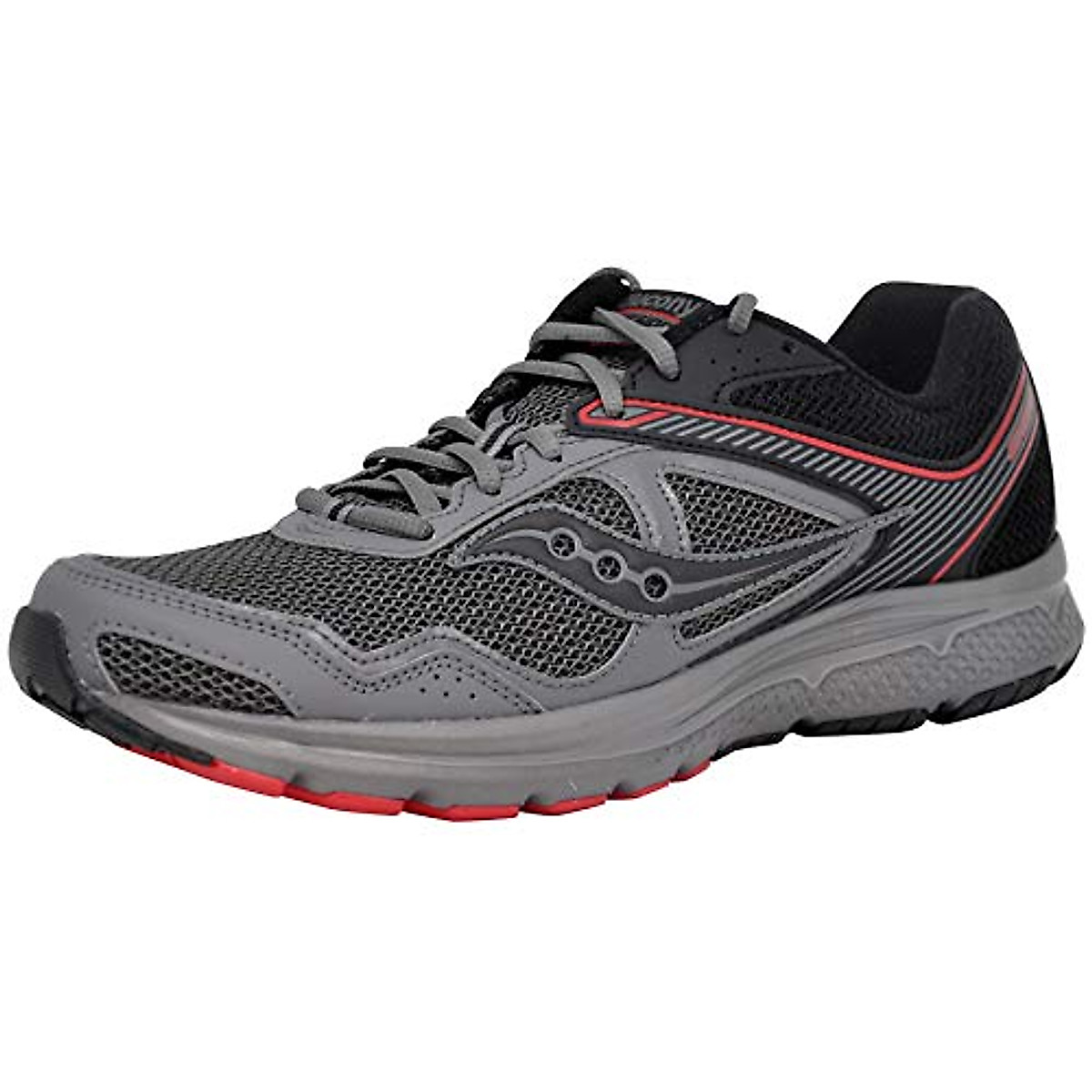 Saucony Men's Cohesion 10 Grey/Black/Red Running Shoe 10 M US