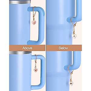 OriJoy Letter Charm Accessories for Stanley Cup, 2PCS Name ID Letter Handle Charm for Stanley/Simple Modern Tumbler, Heart Shape Initial Identification Pendant（M）