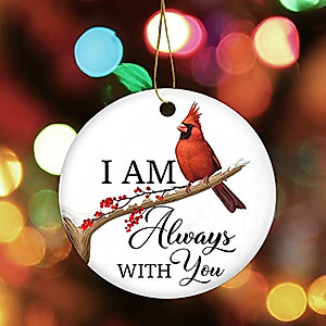 Sympathy Christmas Tree Decorations - 2023 Christmas Ornament - Christmas Sympathy Gifts, Memorial Gifts for The Loss of A Loved One, Christmas Decorations, Cardinal Always with You Ceramic Ornament
