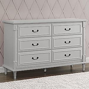 Delta Children Simmons Kids Juliette 6 Drawer Dresser with Changing Top, Greenguard Gold Certified, Moonstruck Grey
